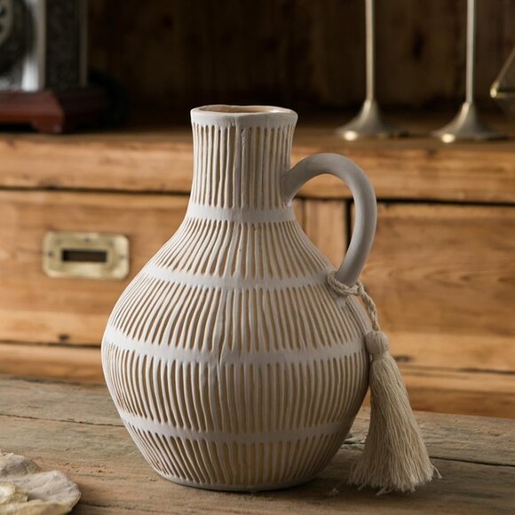 Accents | New 8 Inch Tall Rustic Ceramic Vase For Home Decor Farmhouse ...